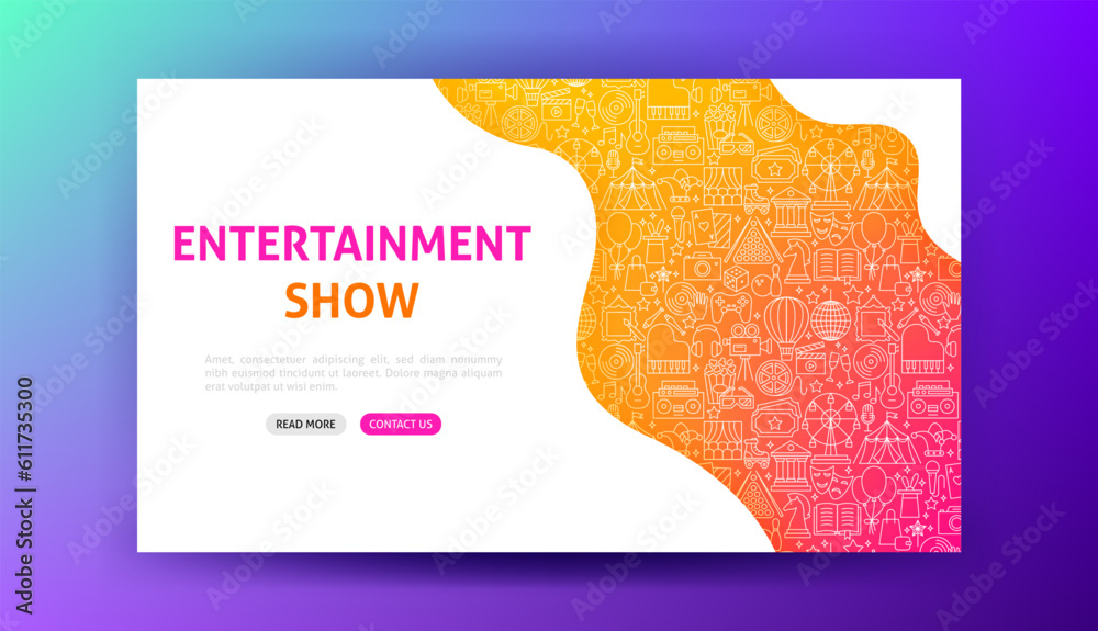 Entertainment Show Landing Page. Vector Illustration of Outline Design ...