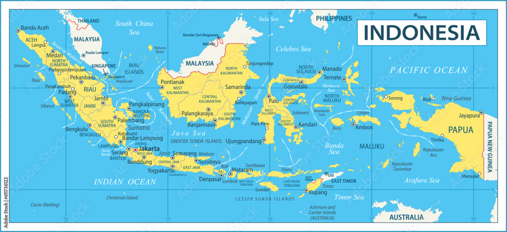 Indonesia map - highly detailed vector illustration Stock Vector ...