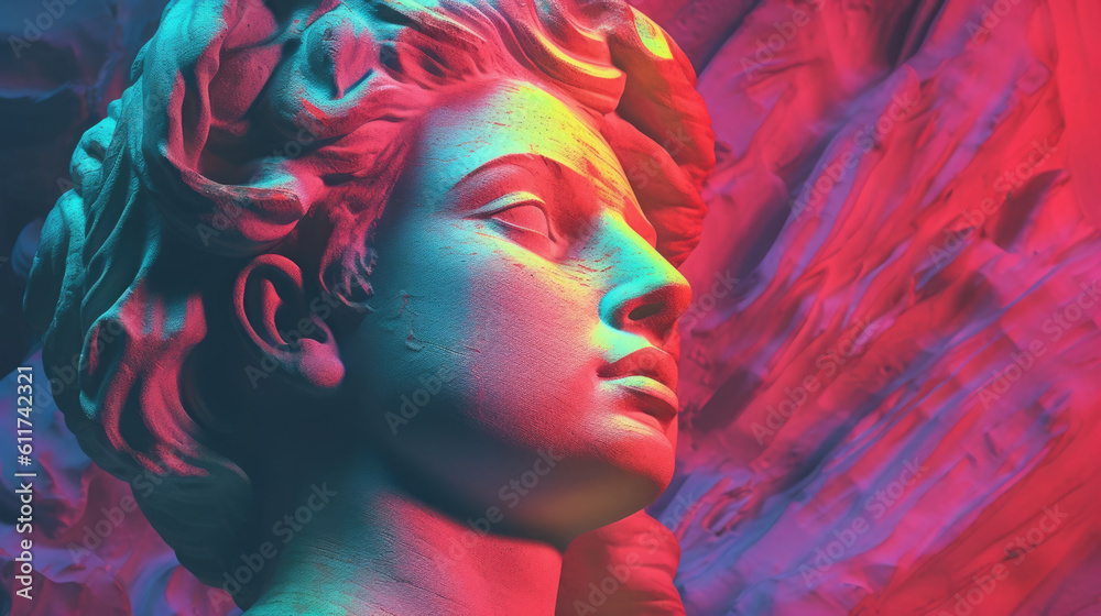 Androgyne Synthwave Statue Stock Illustration | Adobe Stock