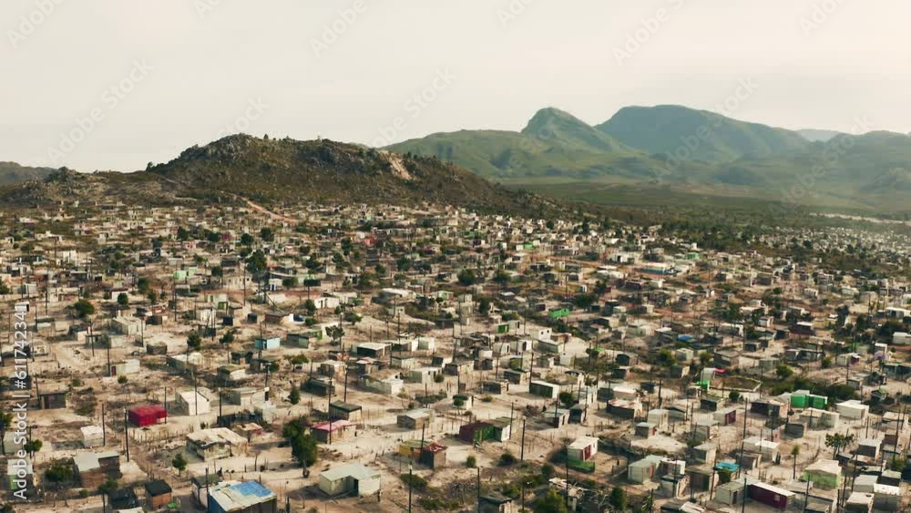 Vidéo Stock Poverty, home and aerial township in south africa for ...