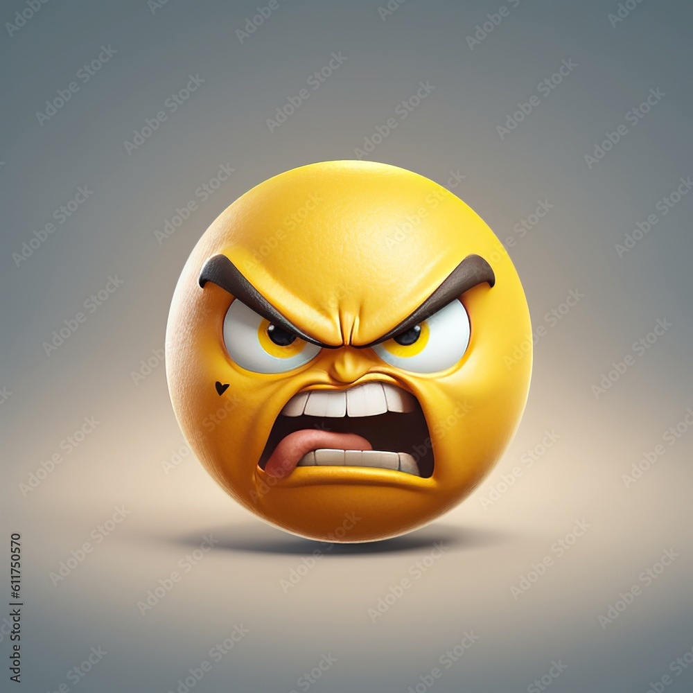 3d angry face emoji. 3D Emoji icon. generative ai Stock Illustration ...