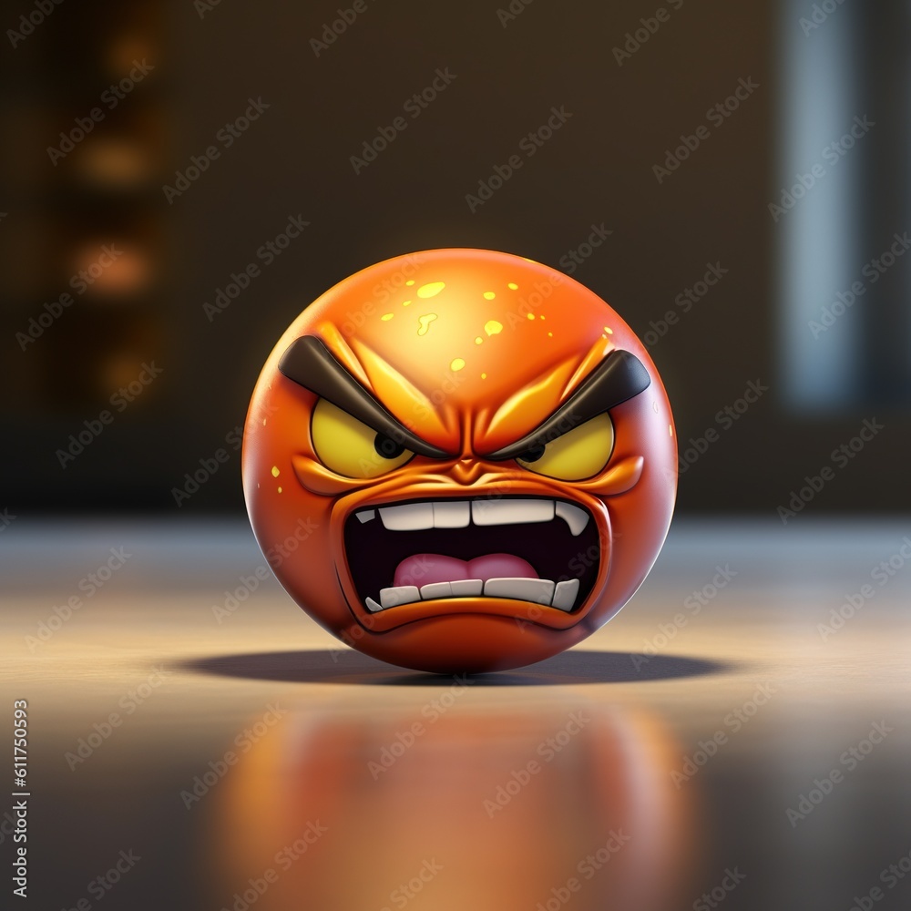 3d angry face emoji. 3D Emoji icon. generative ai Stock Illustration ...