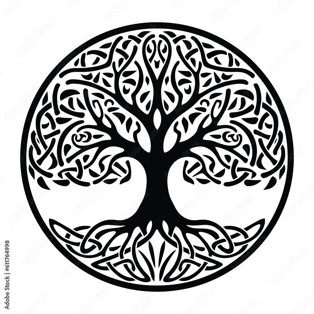 Celtic Tree of life decorative Vector ornament, Graphic arts, dot work ...