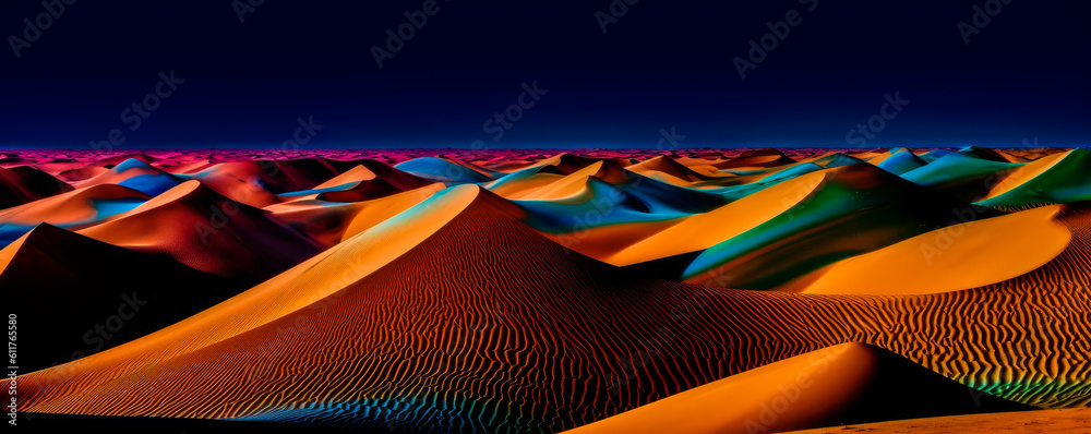 Captivating desert landscape showcasing vivid, psychedelic colors and ...