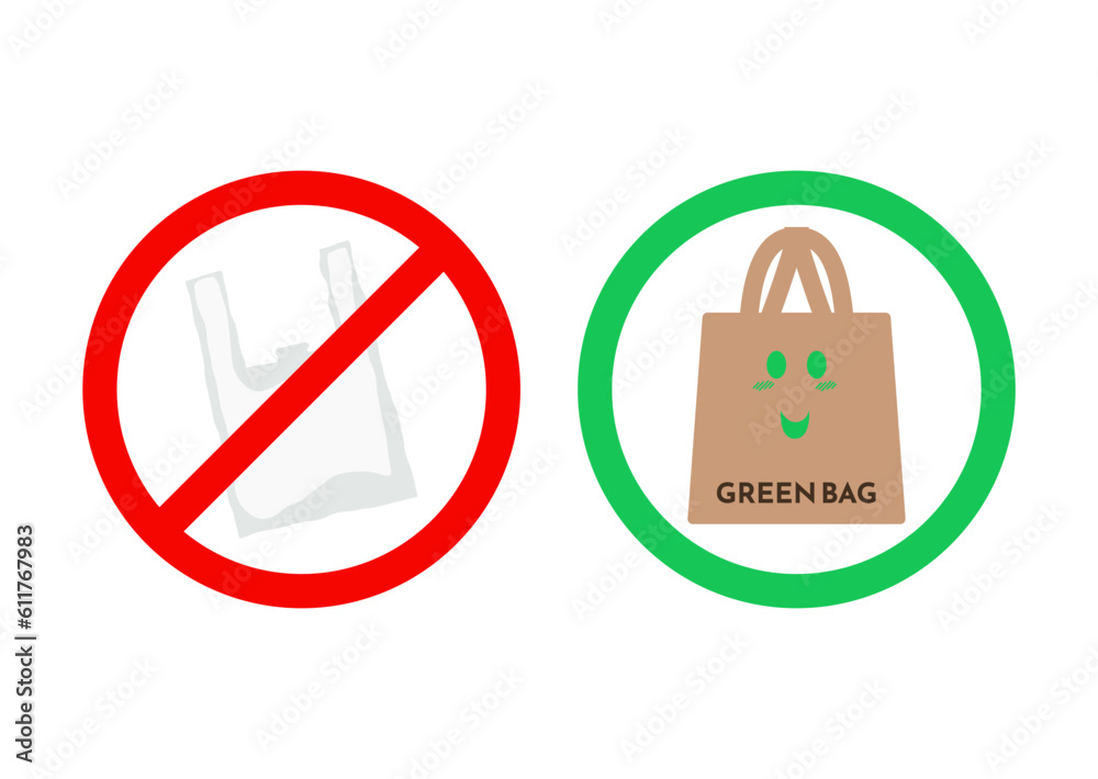 Say no to plastic bags symbol icons. Save the planet from pollution ...