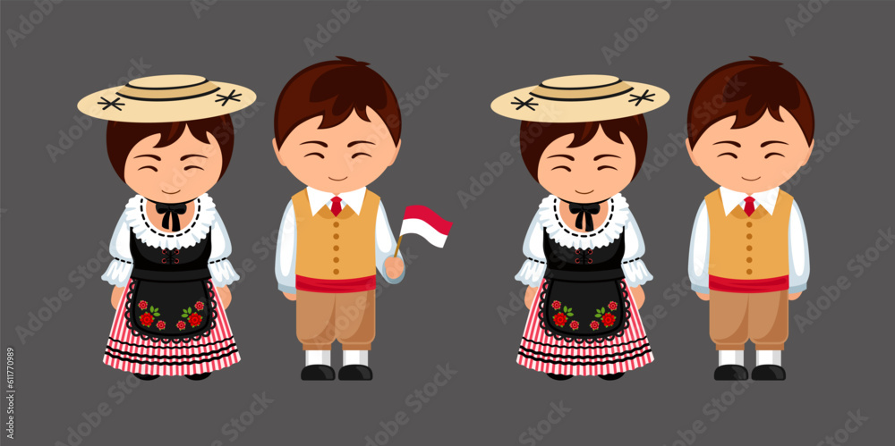 Monegasques in national costume. Couple in Monaco traditional clothes ...