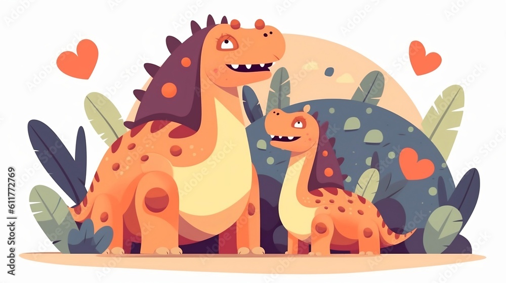 Watercolor of dad dinosaur and son dinosaur. Generative AI Ілюстрація ...