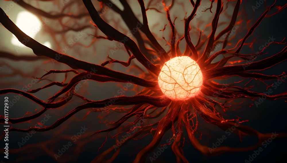scientific render neuron cell | ai-generated Stock Illustration | Adobe ...