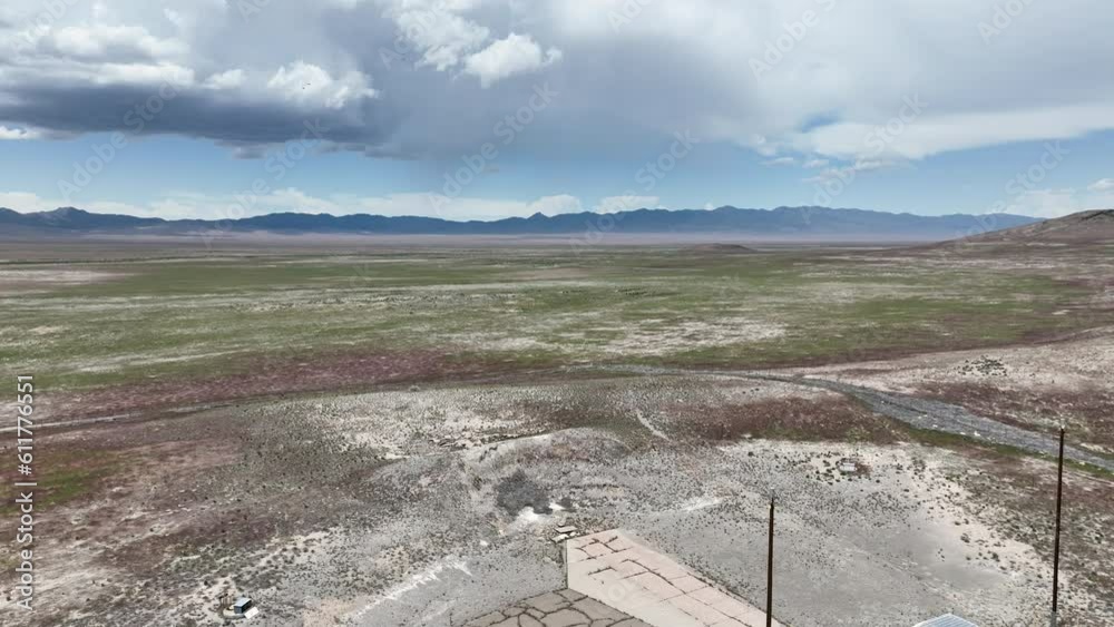 Aerial abandoned secret missile test facility Utah desert. Military ...