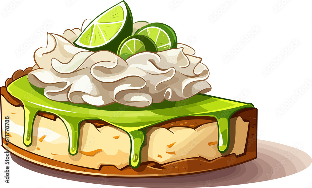 Cartoon Key Lime Pie Cake Design, Png, illustration, Generative AI ...