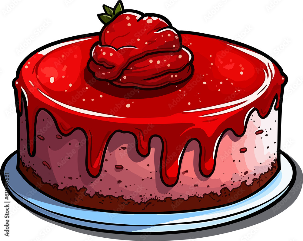 Cartoon Red velvet cheesecake Design, Png, illustration, Generative AI ...