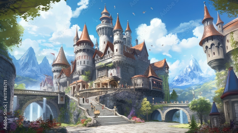 Grand and enchanting game art castle straight out of a fairy tale ...