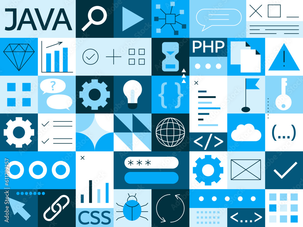 Programming code abstract technology background. Web development, coding and programming ...