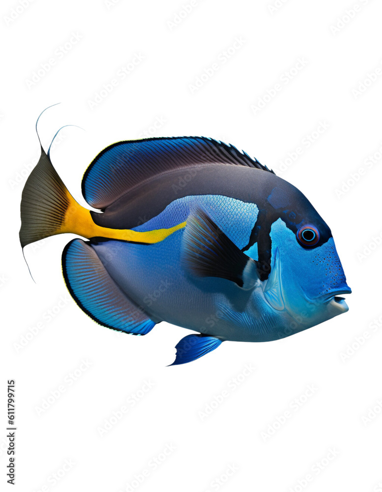 blue tang fish isolated on transparent background cutout ,Generative AI ...
