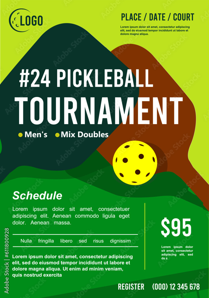 Premium and attractive editable vector file of pickleball competition ...