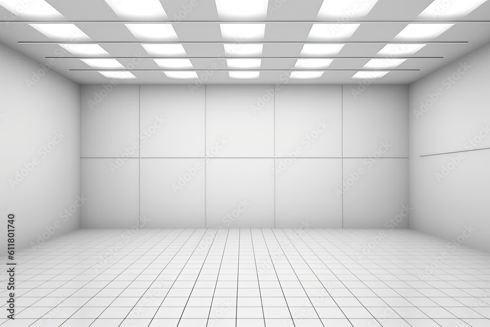 Interior of an empty room with white walls painted in a rectangle ...