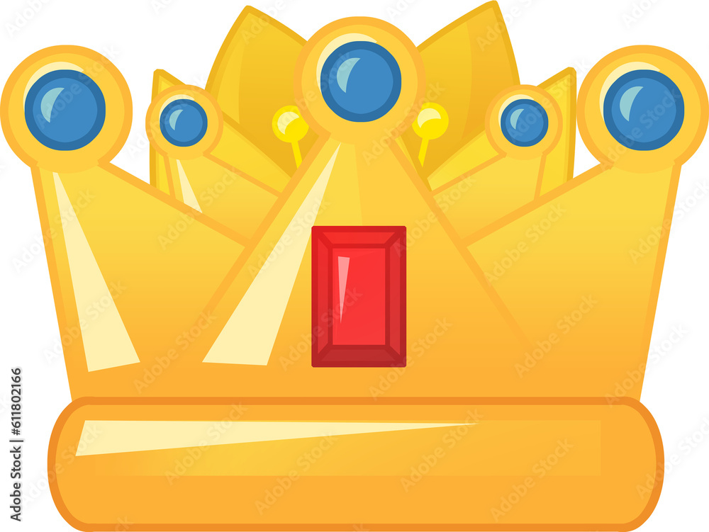 Cartoon colorful element royal crown isolated illustration for kids ...