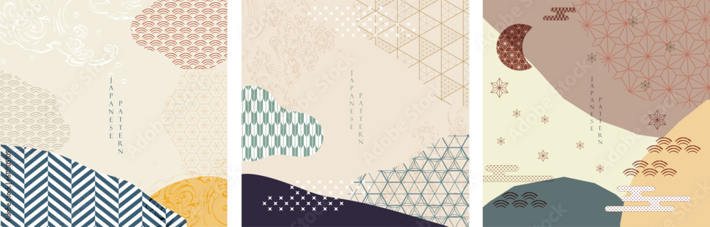 Japanese background vector. Asian icons and symbols. Oriental ...