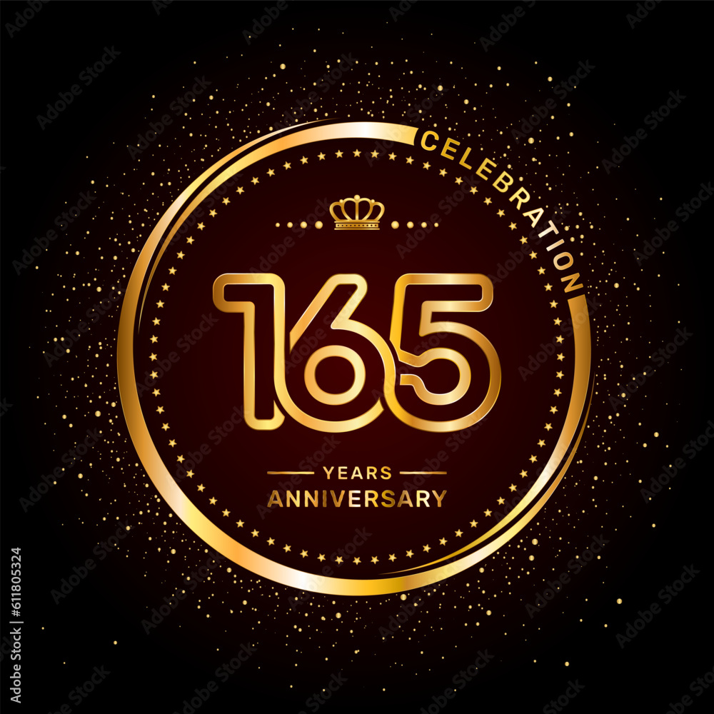165 year anniversary logo with double line number style and gold color ...
