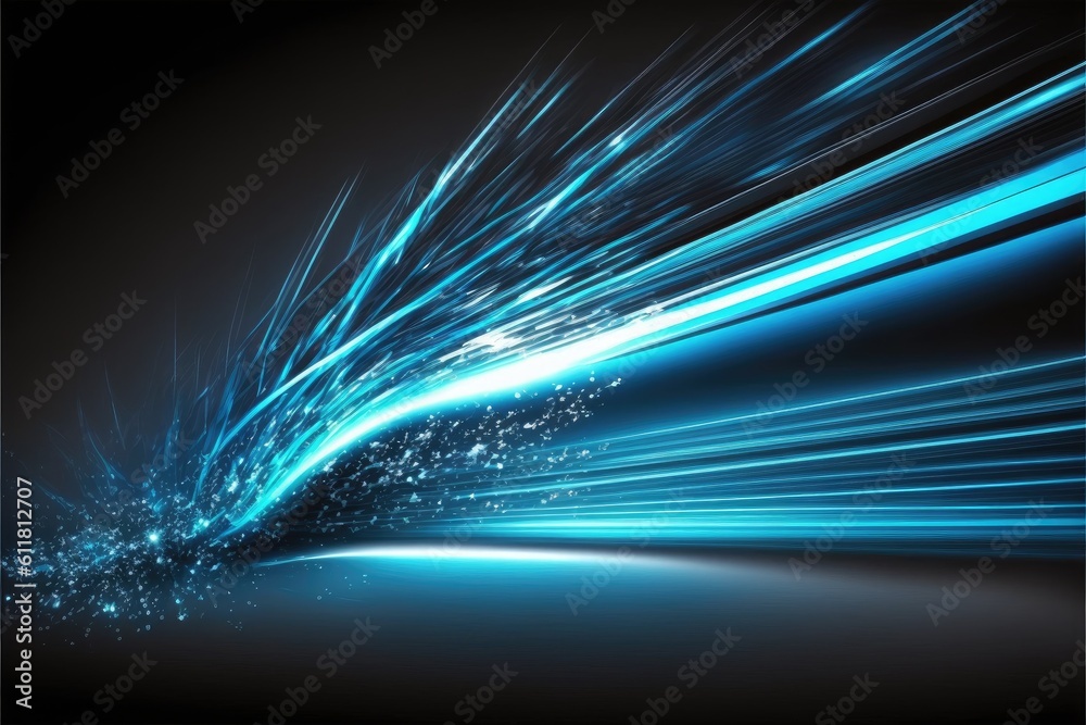 Abstract of high speed car racing of taillight in streak with blue ...