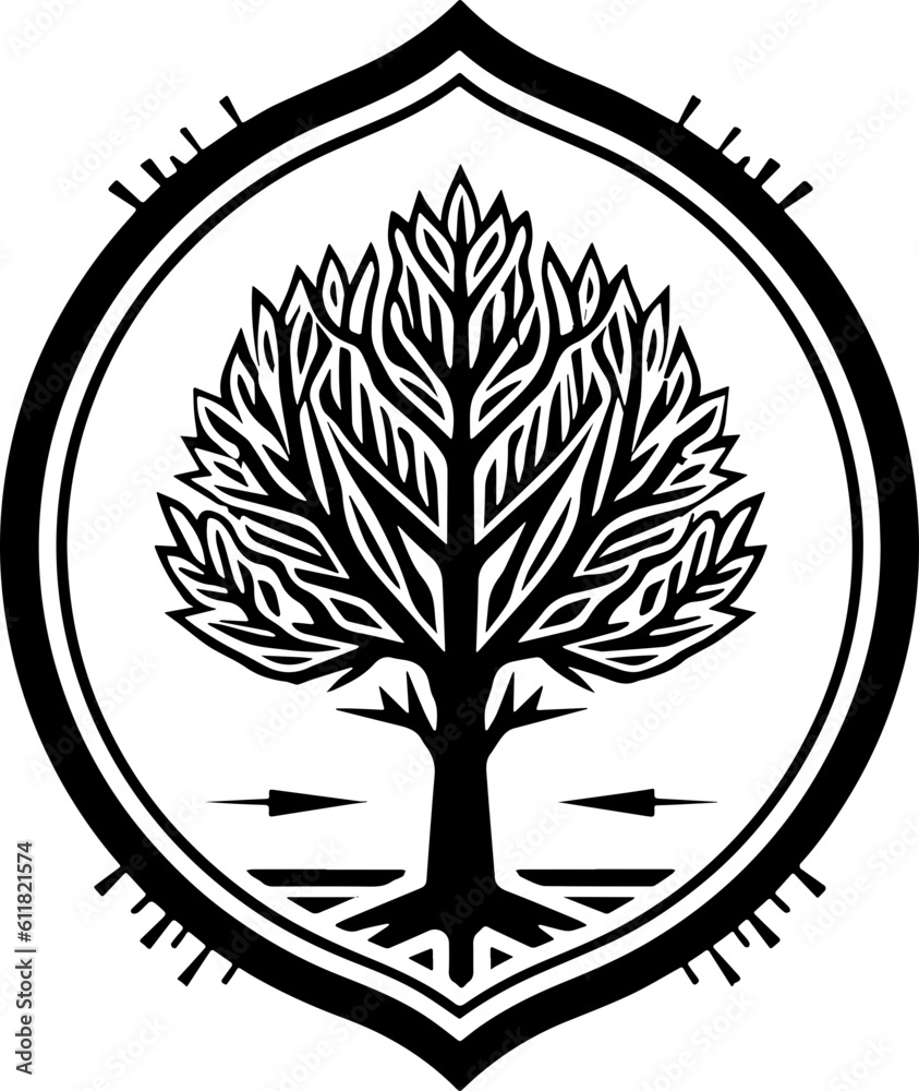 Grafika wektorowa Stock: Modern and Minimalist Tree Illustration in a ... Grafika wektorowa Stock: Modern and Minimalist Tree Illustration in a ...