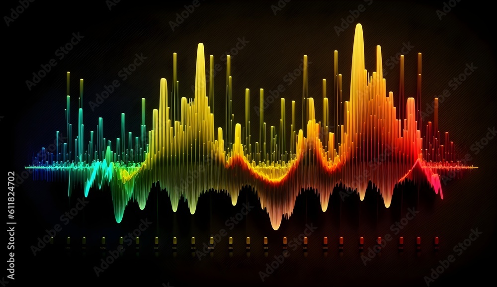 Abstract Sound waves and frequency audio waveform, music wave HUD ...
