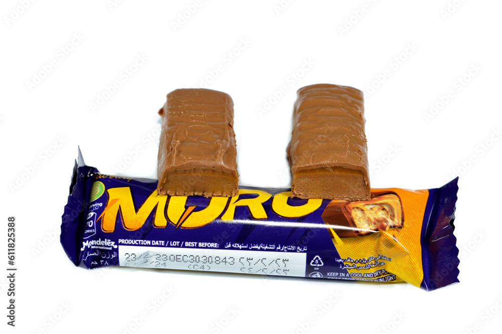 Cairo, Egypt, June 10 2023: Cadbury Moro Chocolate caramel bar, a ...
