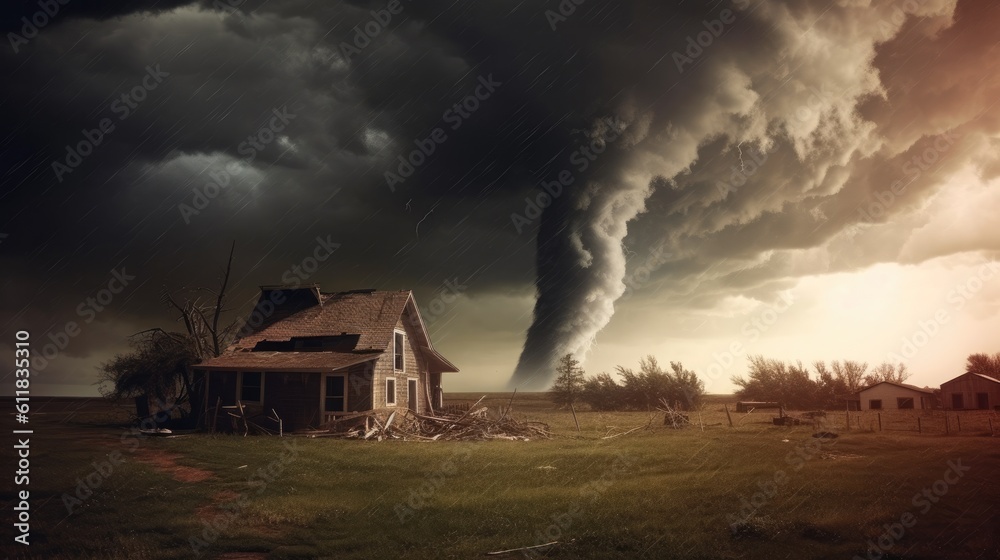 Tornadoes are raging hard, Tornado touches down in a farm field, AI ...