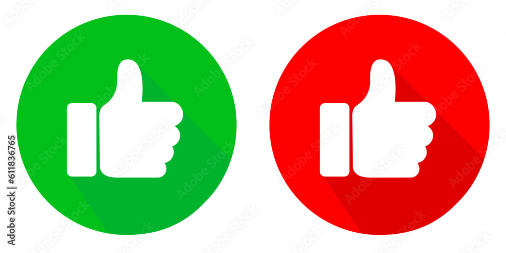 Green thumbs up and red thumbs down png icon isolated on transparent ...