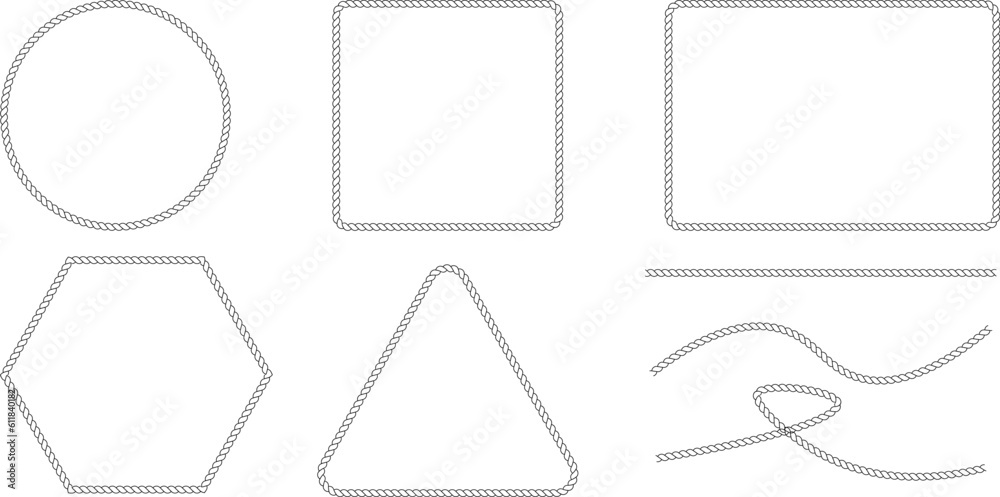 black white outline rope frame set Stock Vector | Adobe Stock