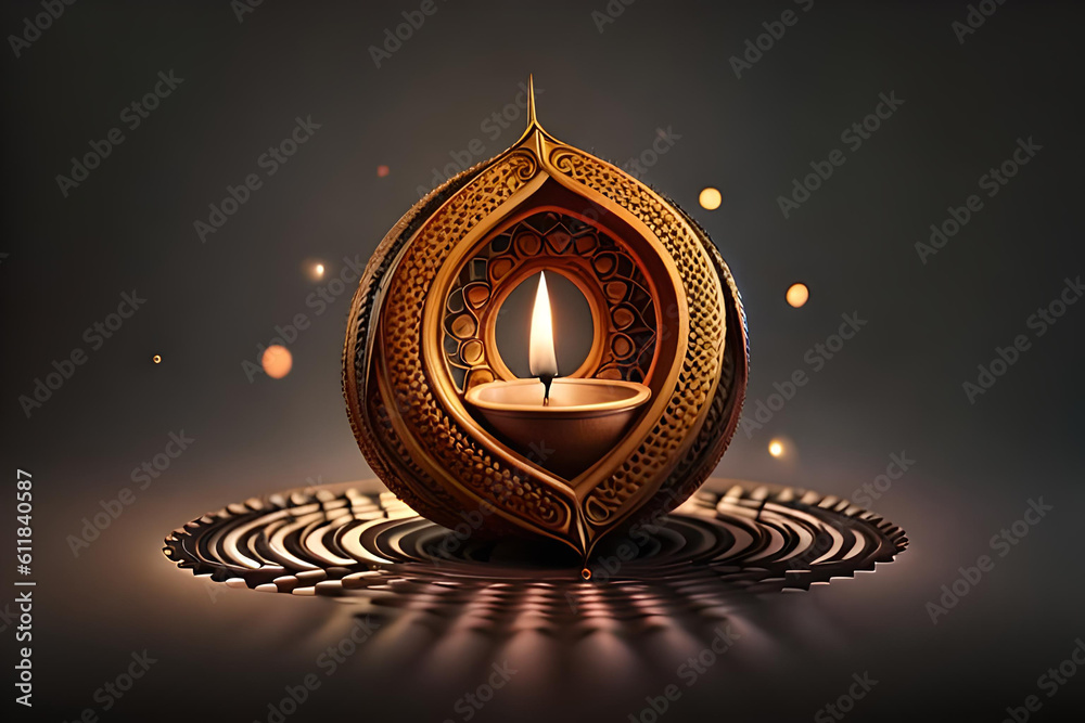 3D rendering indian lamp for diwali celebration on soft background ...
