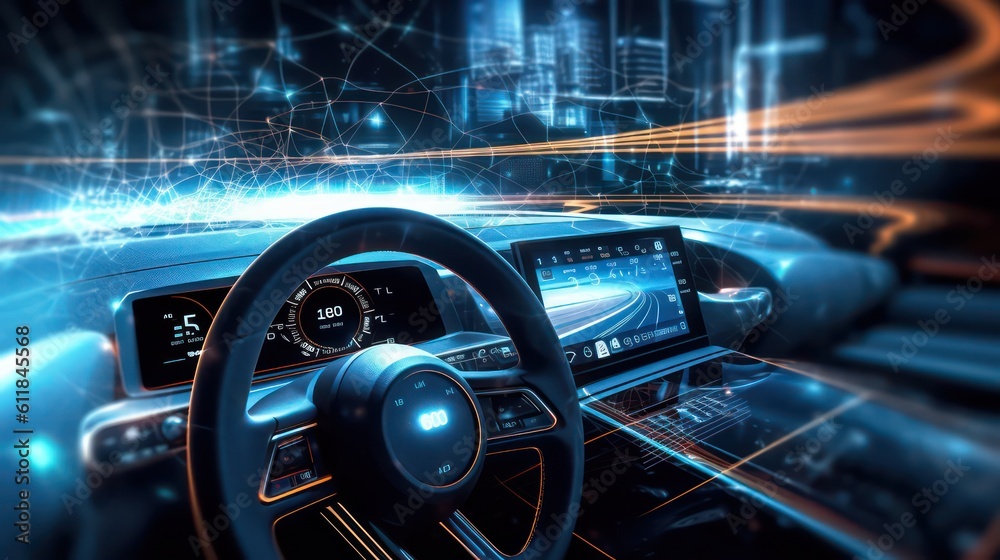 AI Generating picture of a futuristic modern electric car speedometer ...