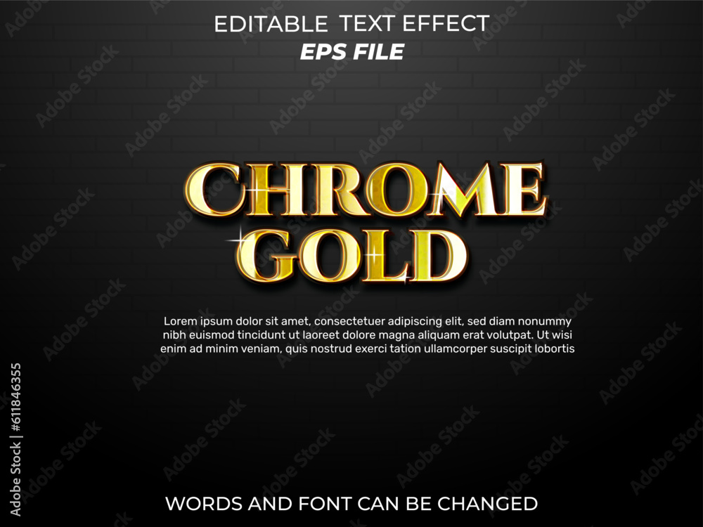 chrome gold text effect, font editable, typography, 3d text. vector ...