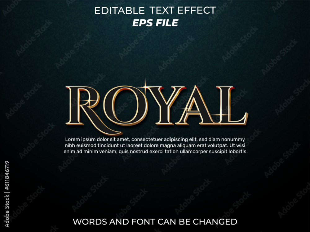 royal text effect, font editable, typography, 3d text. vector template ...