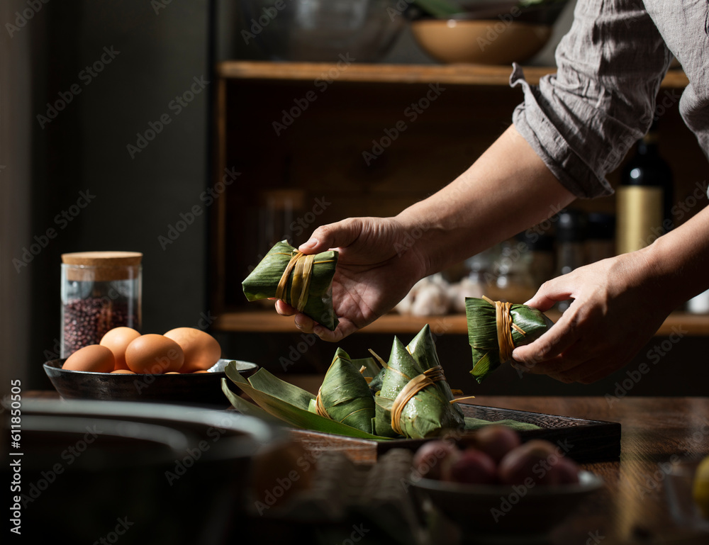 Making Zongzi for Duanwu festival Stock Photo | Adobe Stock