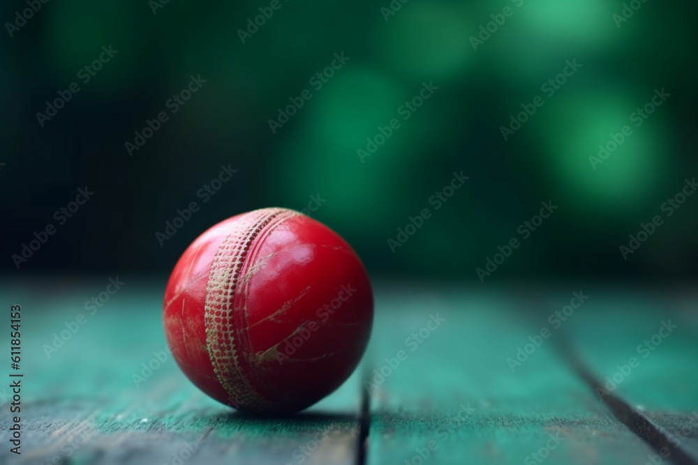 red cricket ball on a green surface, Selective Focus Stock Illustration ...
