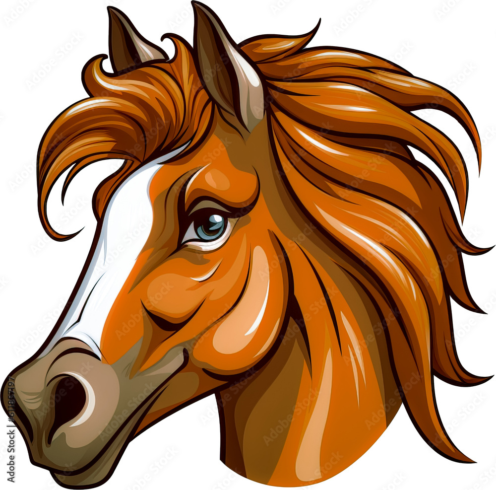 Colorful cartoon horse head clipart illustration, created with ...