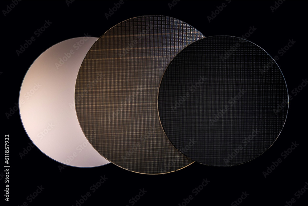 Set of Three Silicon Wafers of Different Sizes for Semiconductor ...