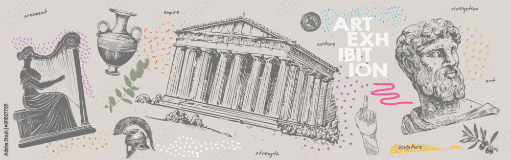 Art posters for exhibition of painting, culture, sculpture, music and ...