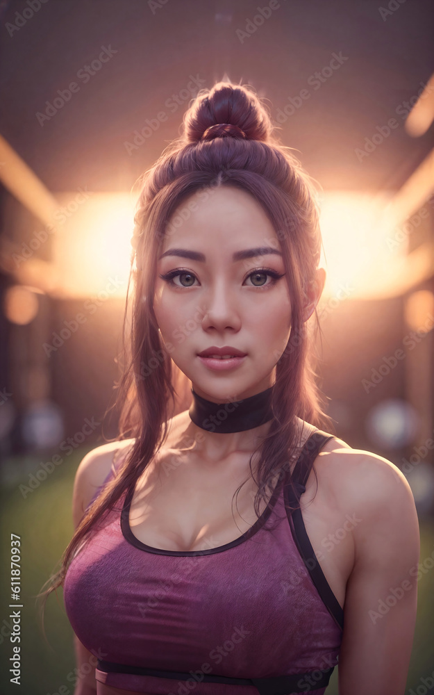 portrait photo of beautiful asian woman in sport exercise outfit ...