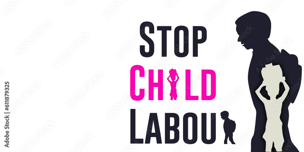 Stop child labour Cover title in the concept of world child labor day ...