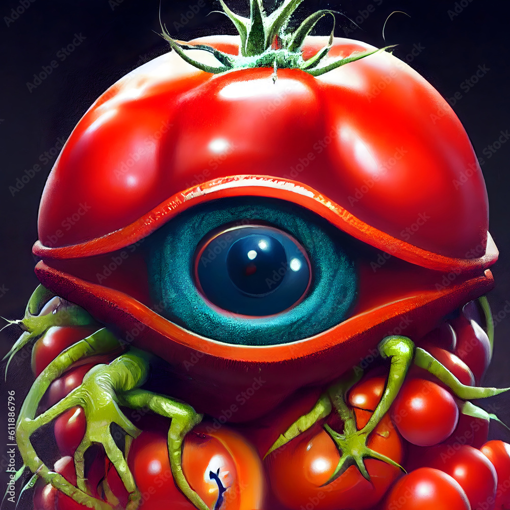 Red tomato face monster, ai generated Stock Illustration | Adobe Stock