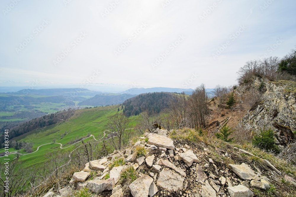 ridge hike on the vogelberg in the canton of solothurn in switzerland ...