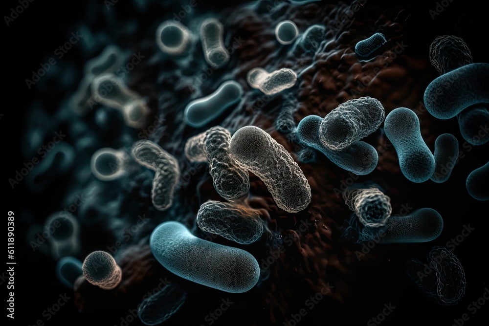 3D illustration of Gram-negative rod-shaped bacteria. Gram-negative rod ...