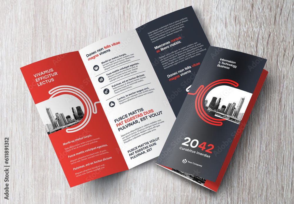 Red and Black Trifolds Brochure Layout Stock Template | Adobe Stock