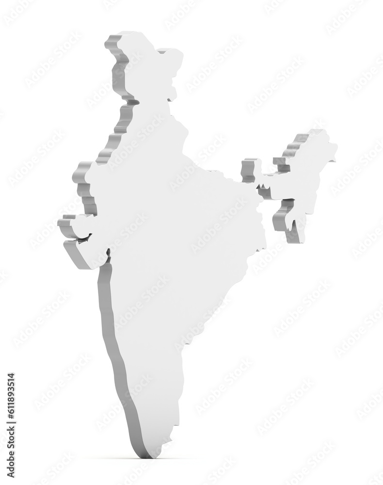 India Map 3d isolated on transparent background. Three-dimensional ...