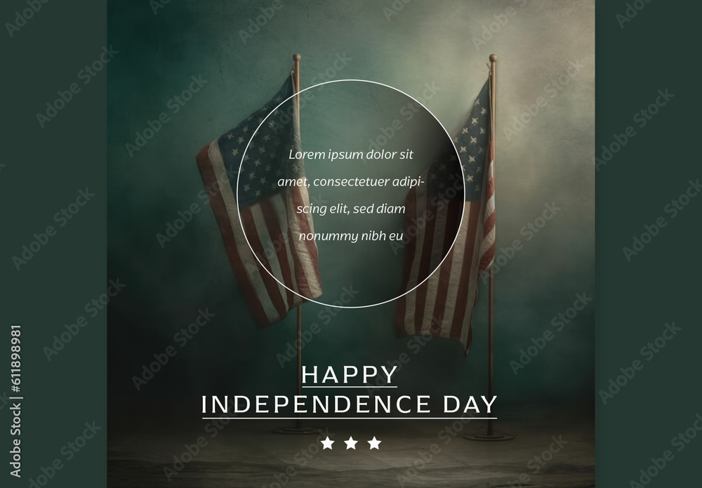 Square Banner For Celebrating Independence Day With Generative Ai Stock ...