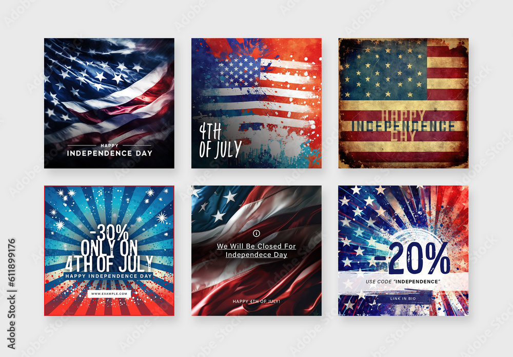 Social Media Layouts For Celebrating Independence Day With Generative ...