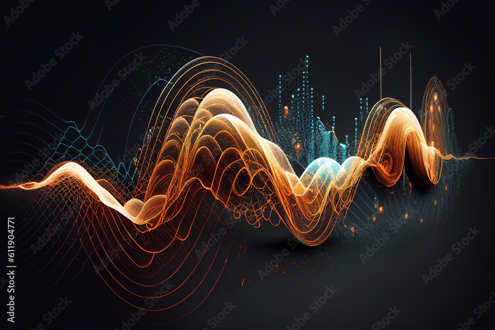 Audio soundwave scope signal as an abstract background depicting a ...