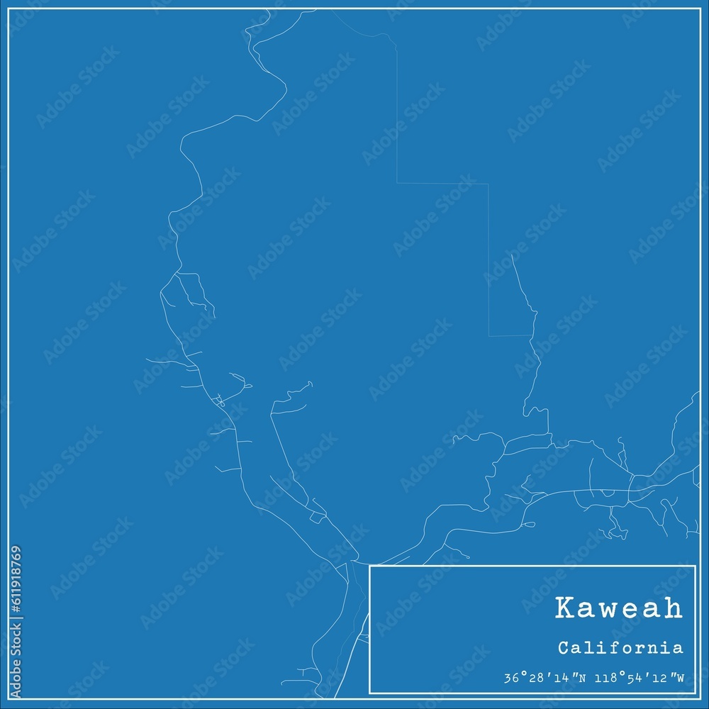 Blueprint US city map of Kaweah, California. Stock Photo | Adobe Stock